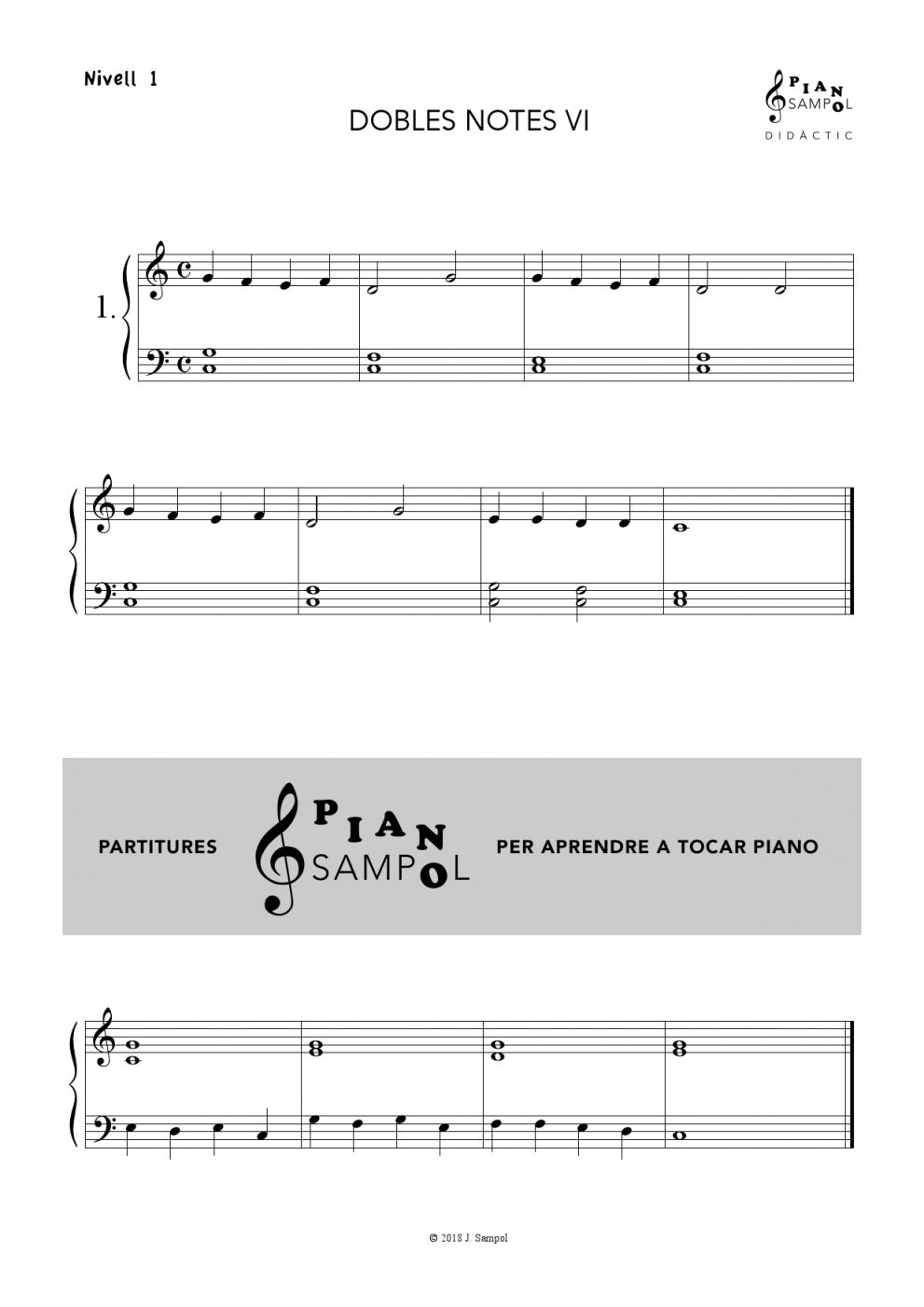 DOBLES NOTES VI – Descargar partitura PDF piano – Material de Música