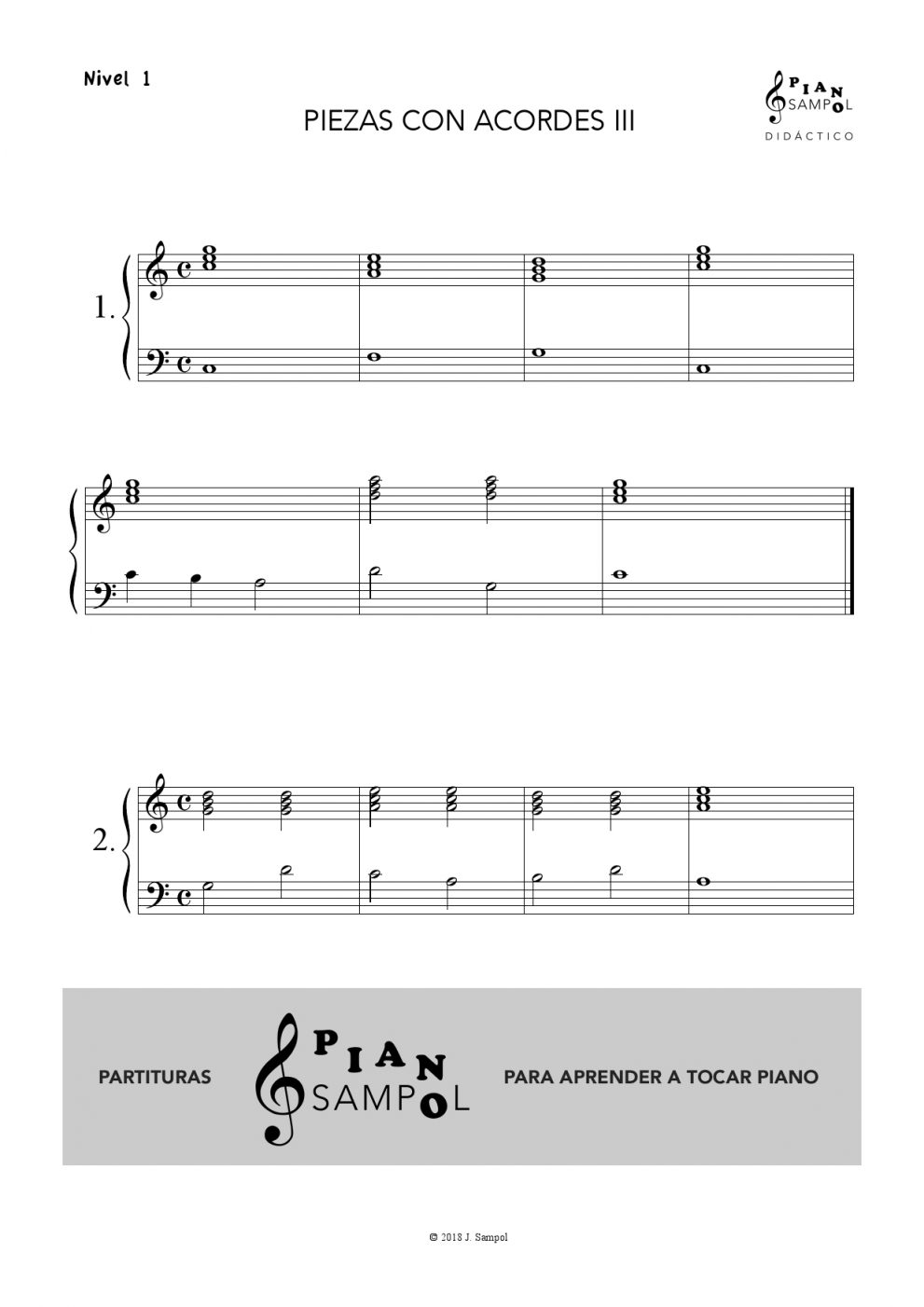 PIEZAS CON ACORDES III – Descargar partitura PDF piano – Material de Música