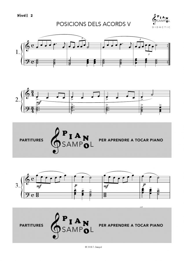 LECTURA D’ACORDS IX – Descargar partitura PDF piano – Material de Música
