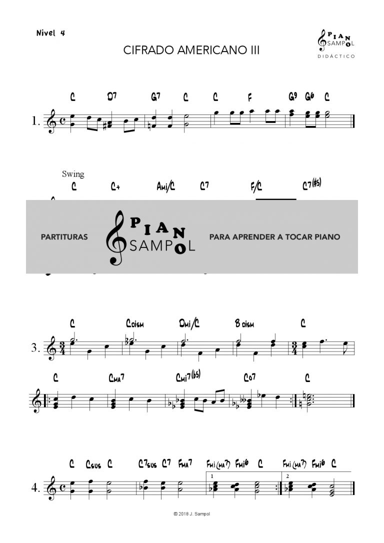 CIFRADO AMERICANO I – Descargar partitura PDF piano – Material de Música