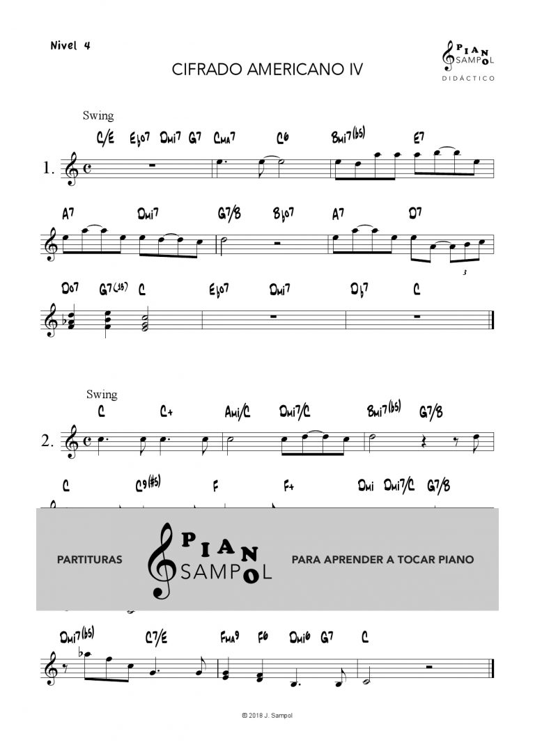 CIFRADO AMERICANO I – Descargar partitura PDF piano – Material de Música
